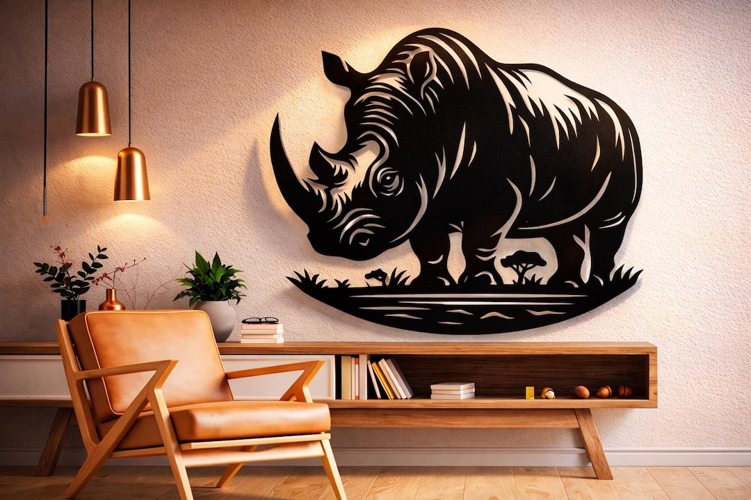 Rhino Dxf Svg Png Files , Rhinoceros , Aggressive , Wall Art , Cut File ...