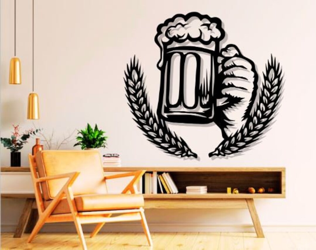 Beer Dxf Svg Png Files Beer Glass Foam Wall Art Plasma Cut Vectorel ...