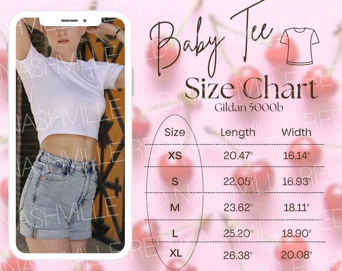 Baby Tee Size Chart Gildan 5000B Size Guide Youth Crop Top Size Chart ...