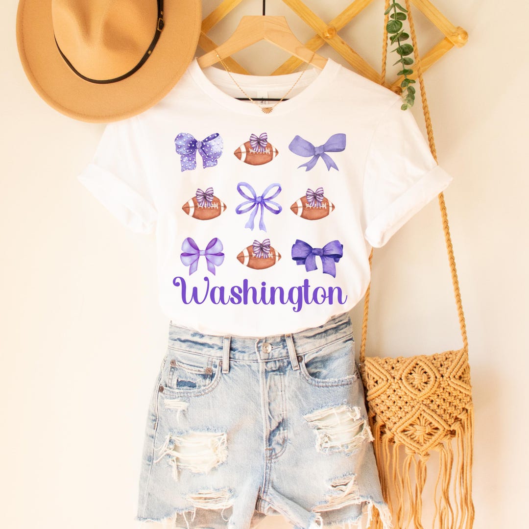 Washington Shirt WA Football Bows Washington Tshirt Coquette Game Day Outfit Vintage WA ...