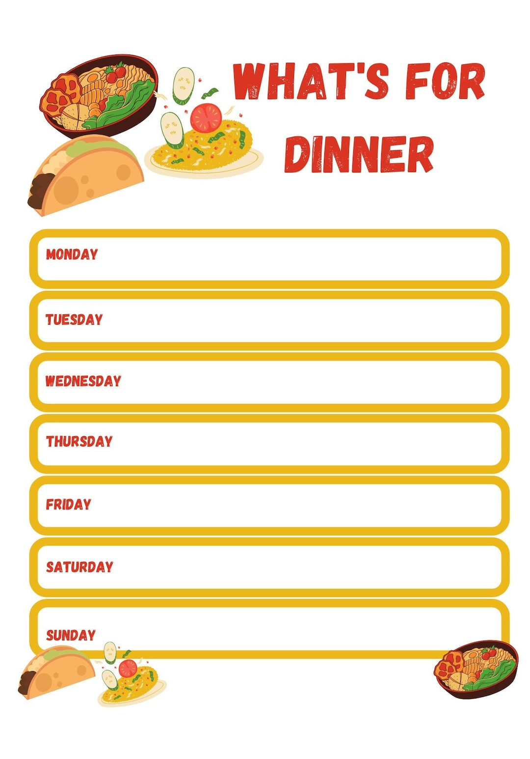 Printable Weekly Meal Planner| Meal Tracker| Dinner Planner| Digital ...