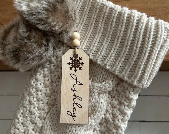 Christmas Stocking Name Tags, Custom Wooden Holiday Name Labels for ...