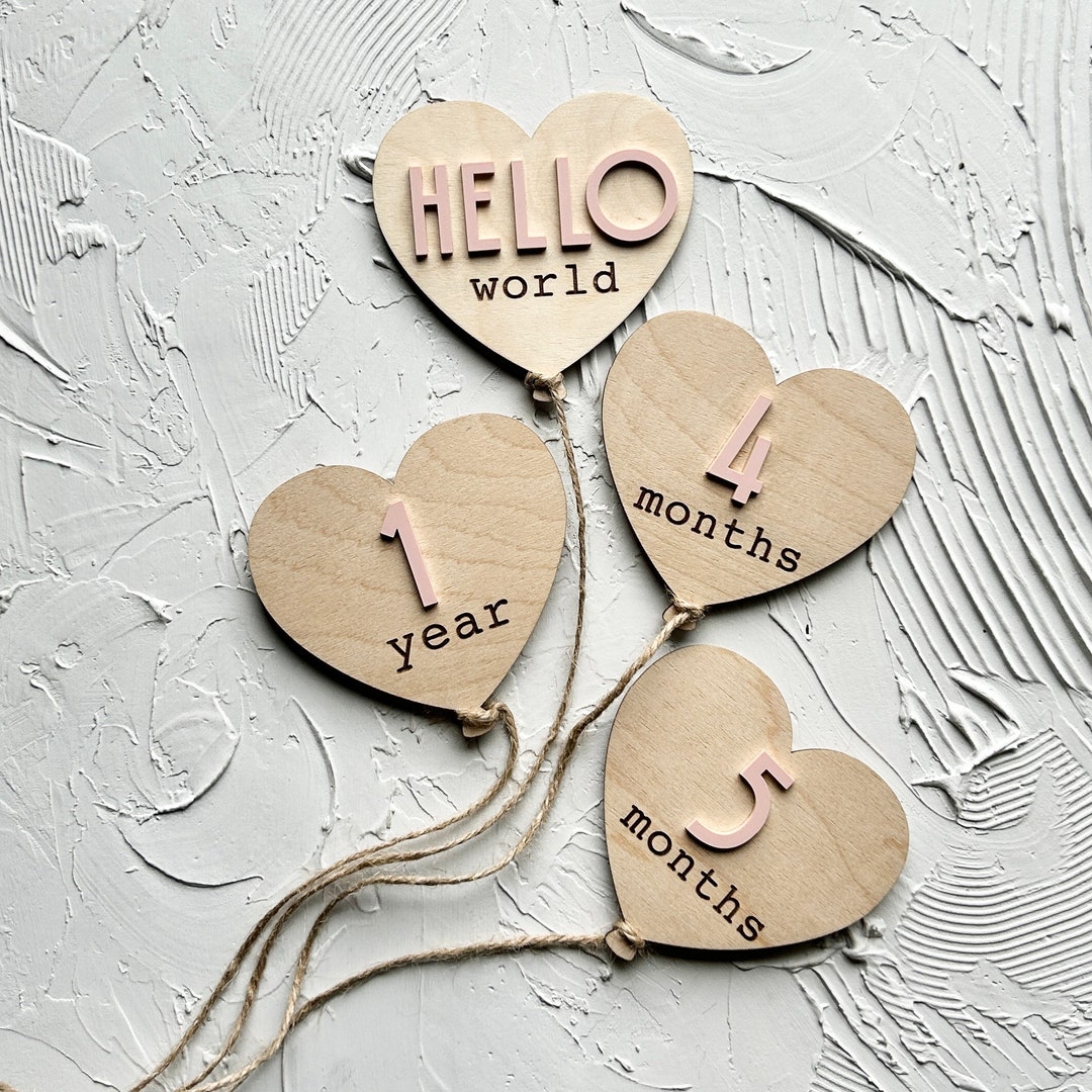 Balloon Milestones, Wooden Monthly Milestone Signs, Baby Milestones ...