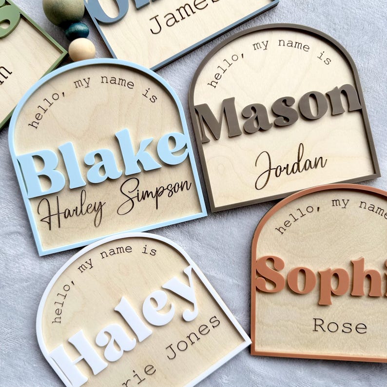 Arched Baby Name Sign | Custom Nursery Decor, Newborn Announcement - Etsy