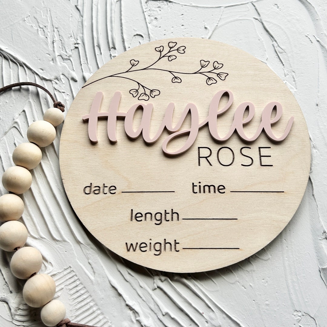 Baby Announcement Sign With Birth Stats Sign for Newborn Baby Name ...