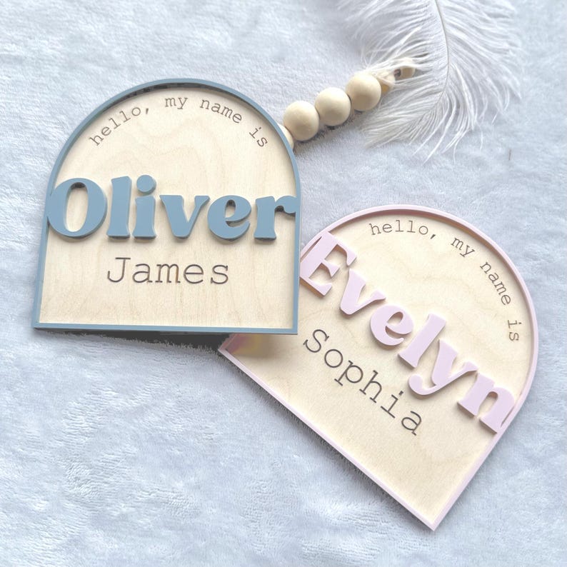 Arched Baby Name Sign | Custom Nursery Decor, Newborn Announcement - Etsy
