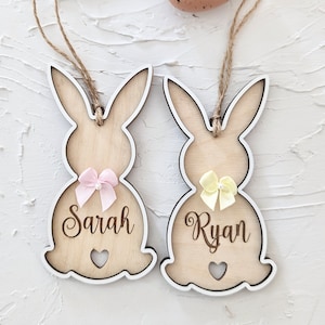 Easter Basket Tags, Bunny Easter Tags, Personalized Rabbit Easter ...