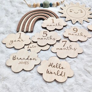 Wooden Baby Monthly Milestones, Wooden Milestones, Photo Props, Rainbow ...