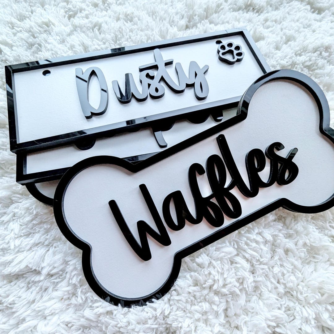Personalized Pet Name Sign: Modern Black & White Kennel Plaque - Etsy