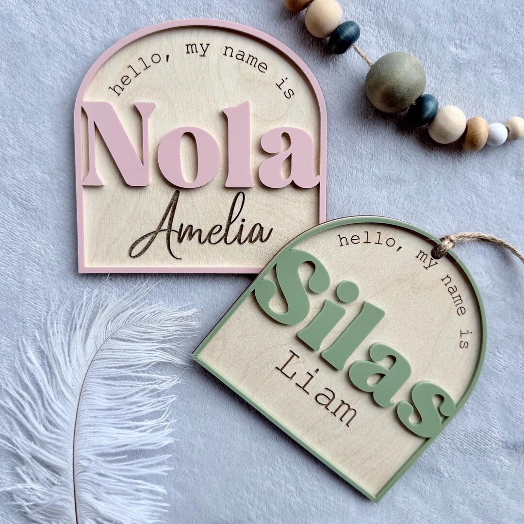 Arched Baby Name Sign | Custom Nursery Decor, Newborn Announcement - Etsy