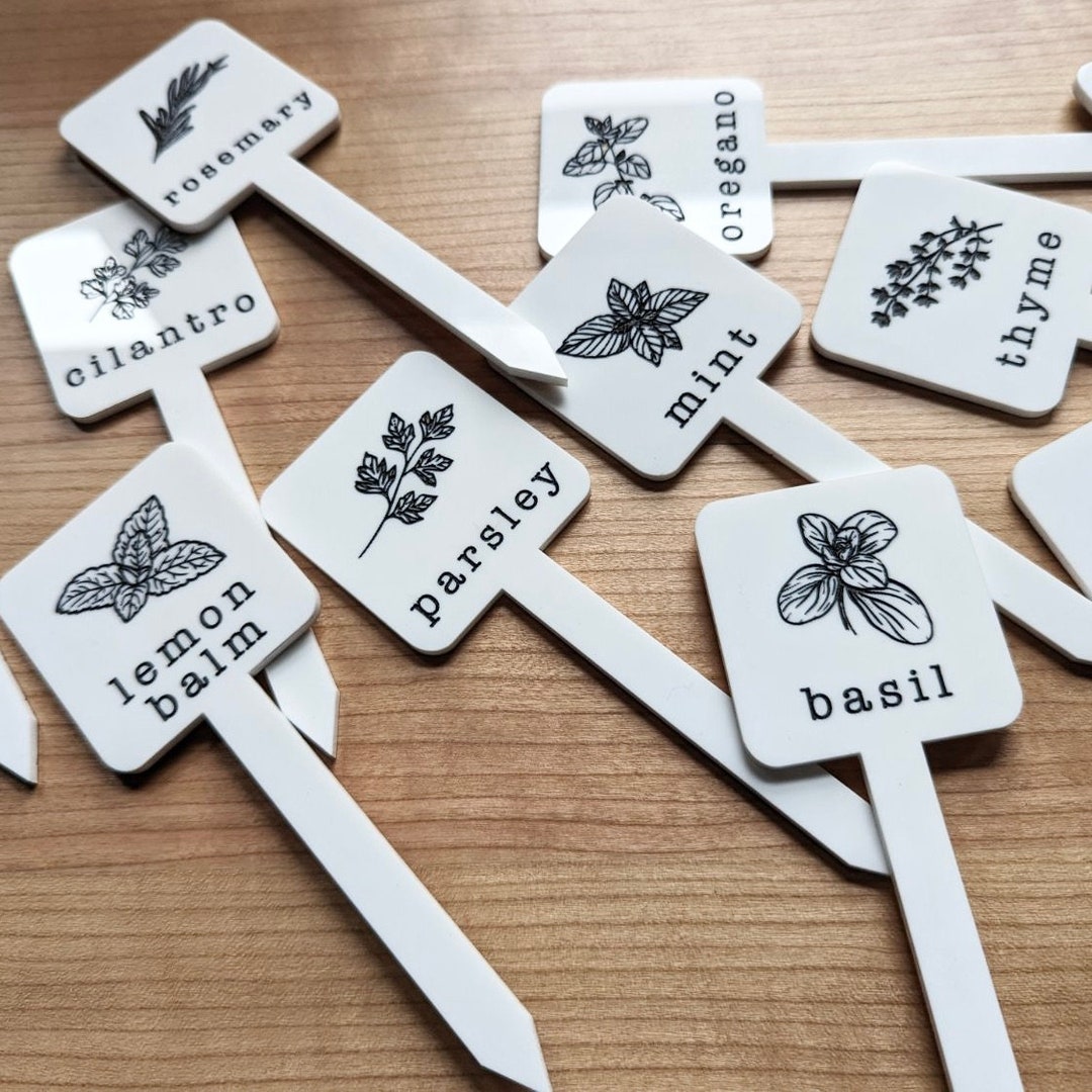 Engraved Acrylic Herb Garden Stakes, Plant Markers, Gardener Gift - Etsy