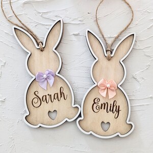 Easter Basket Tags, Bunny Easter Tags, Personalized Rabbit Easter ...