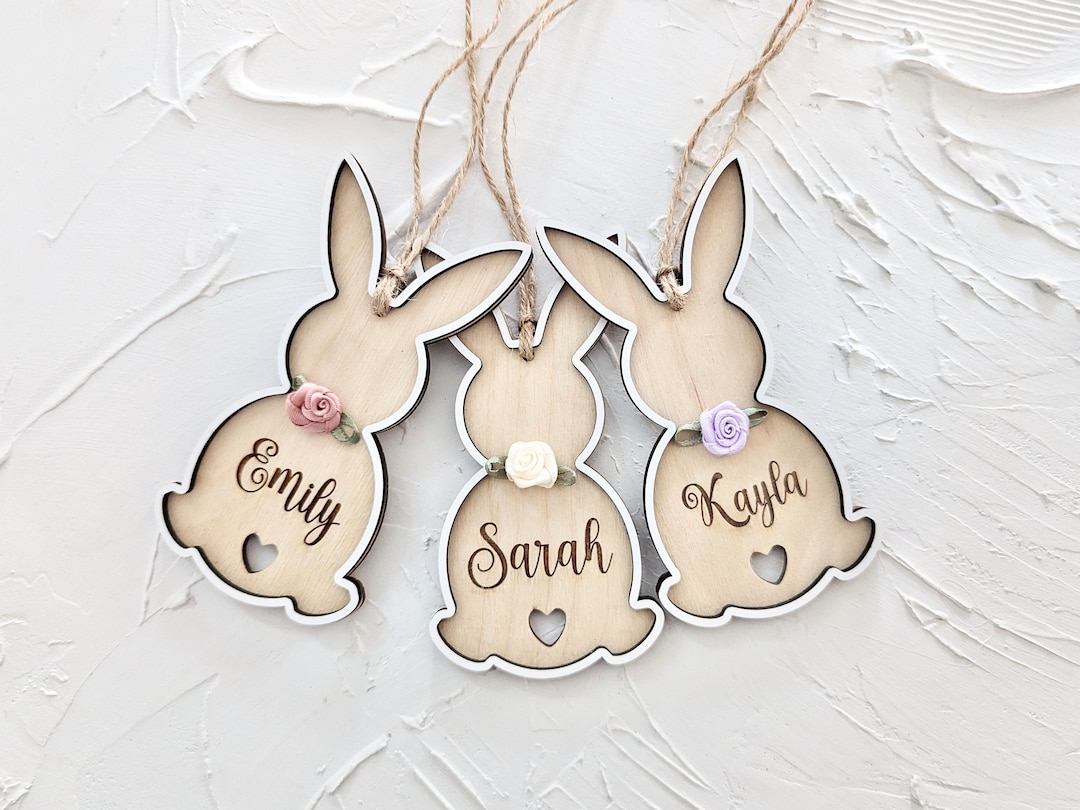 Easter Basket Tags, Bunny Easter Tags, Personalized Rabbit Easter ...