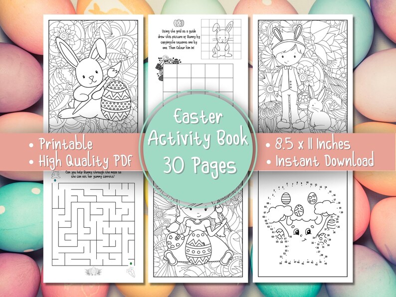 Easter Activity Book for Kids, Printable Easter Kids Activity Bundle ...