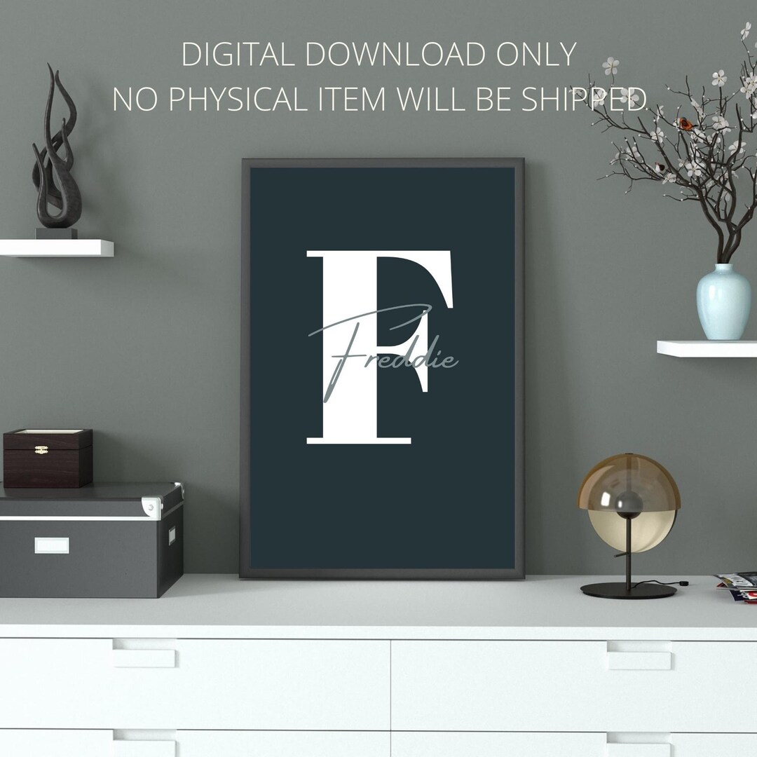 Custom Initial Print Initial Wall Art Kids Bedroom Decor Bedroom Wall ...