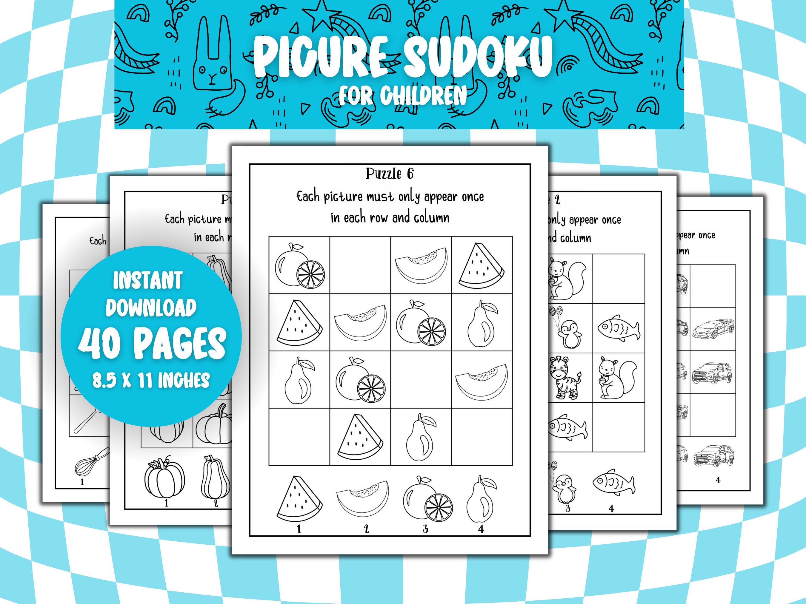 Picture Sudoku for Kids, Learn Sudoku, Sudoku Book, Sudoku for Kids, My ...