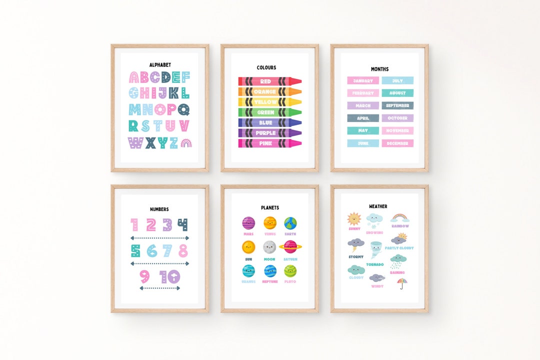 Educational Wall Prints Set of 6 | Classroom Wall Prints | Playroom ...