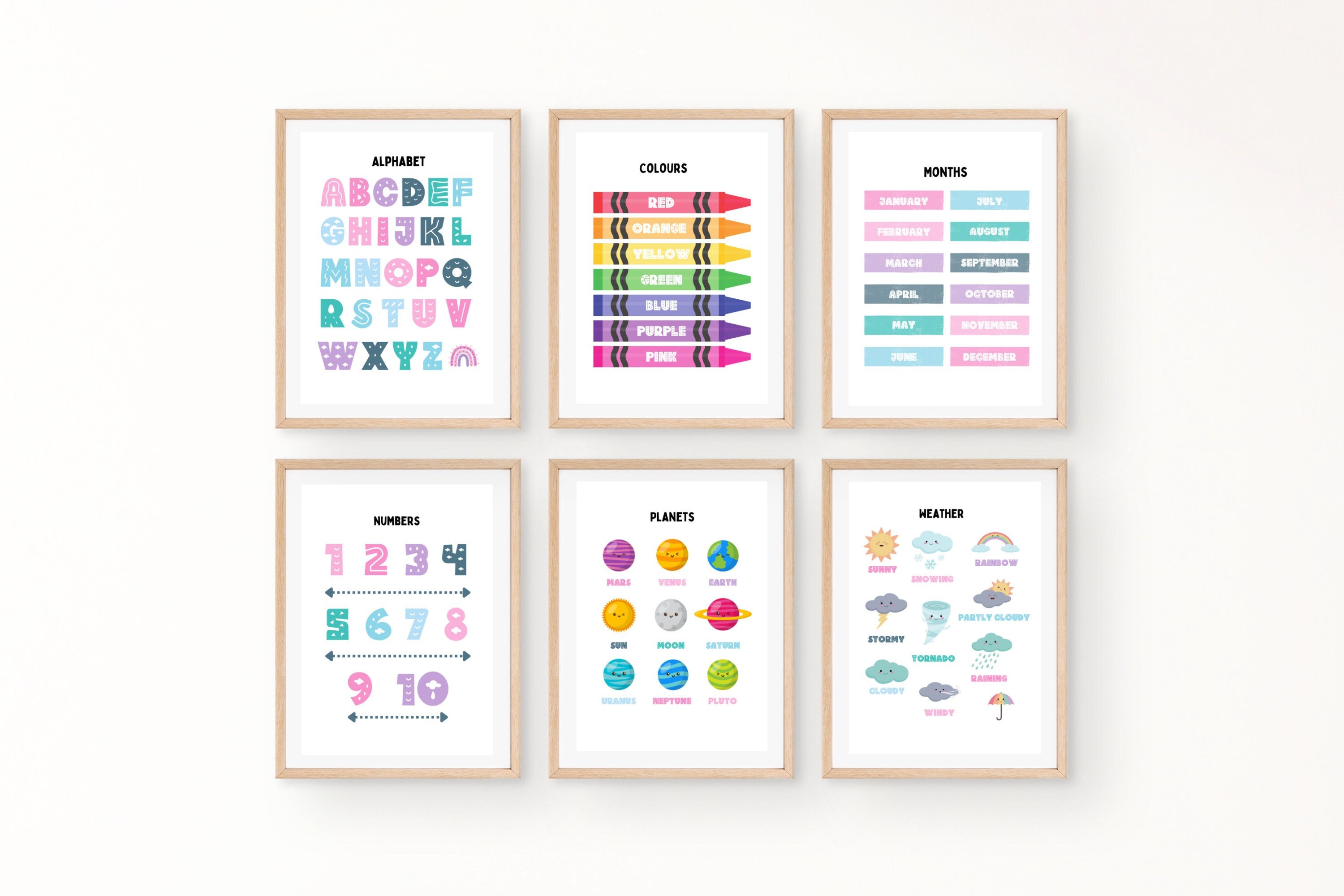 Educational Wall Prints Set of 6 | Classroom Wall Prints | Playroom ...