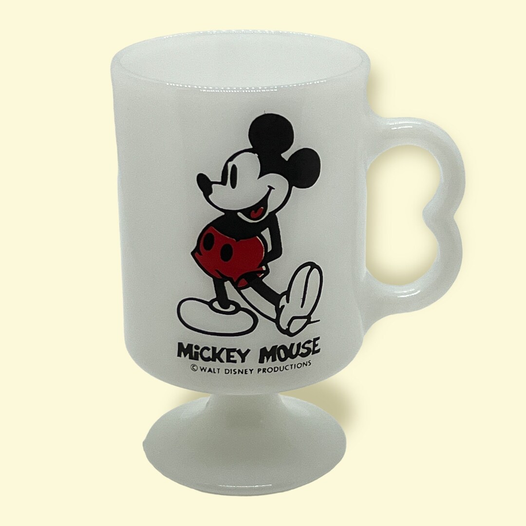 Vintage Disney Mickey Mouse Footed Pedestal Milk Glass Mug - Etsy