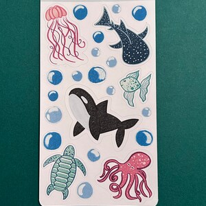 Marine Life Sticker Sheet / Whale Stickers / Bubbles / Turtle ...