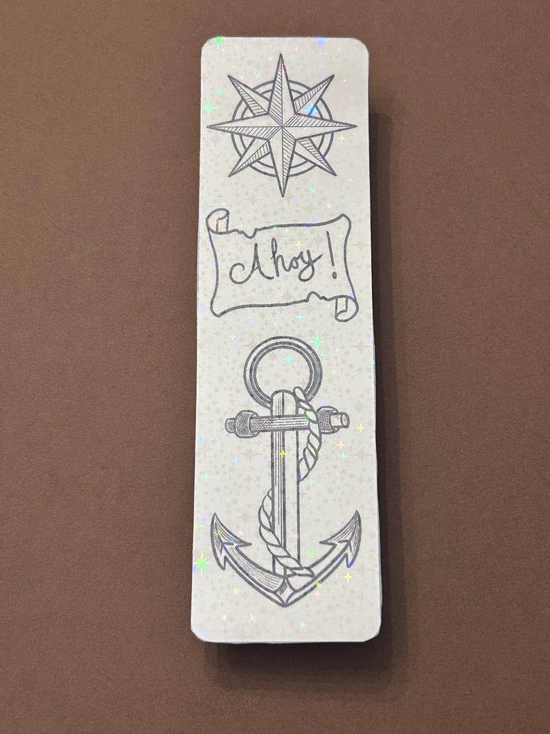 Pirate Holographic Bookmark Black and White / Laminated Bookmark ...