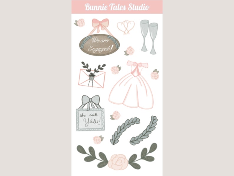 Engagement Sticker Sheet A / Wedding Stickers / Coquette / Soft Pink ...