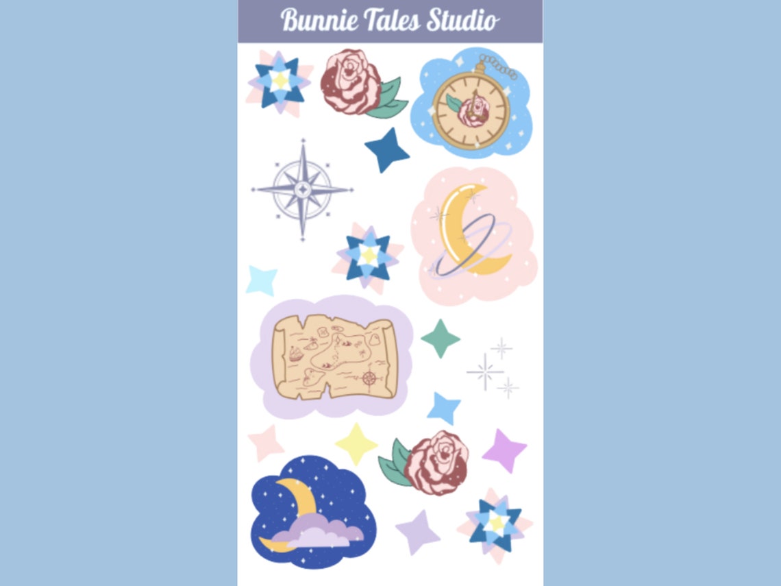 North Star Sticker Sheet / Stars / Roses / Planner Decor / Journal Art ...