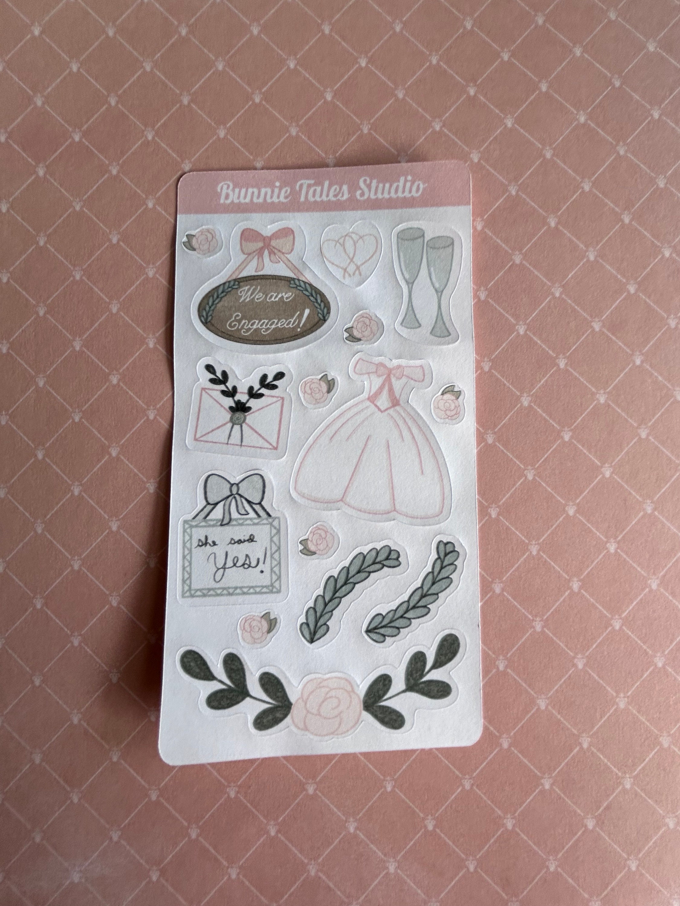 Engagement Sticker Sheet A / Wedding Stickers / Coquette / Soft Pink ...