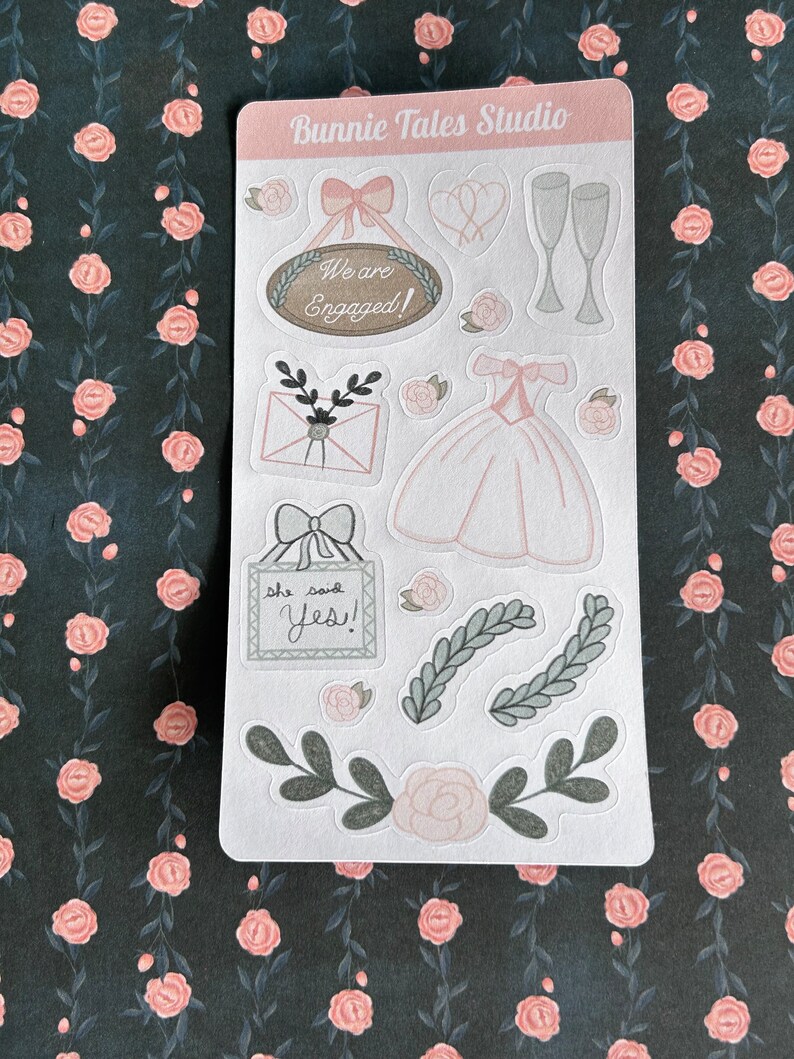 Engagement Sticker Sheet A / Wedding Stickers / Coquette / Soft Pink ...