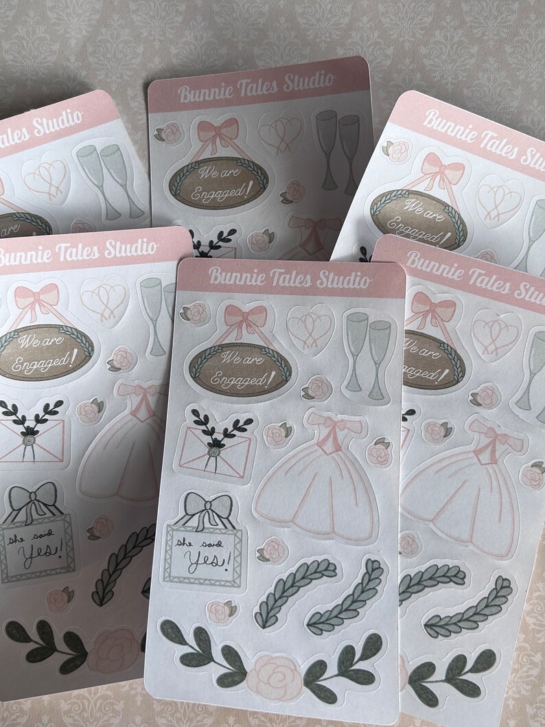 Engagement Sticker Sheet A / Wedding Stickers / Coquette / Soft Pink ...