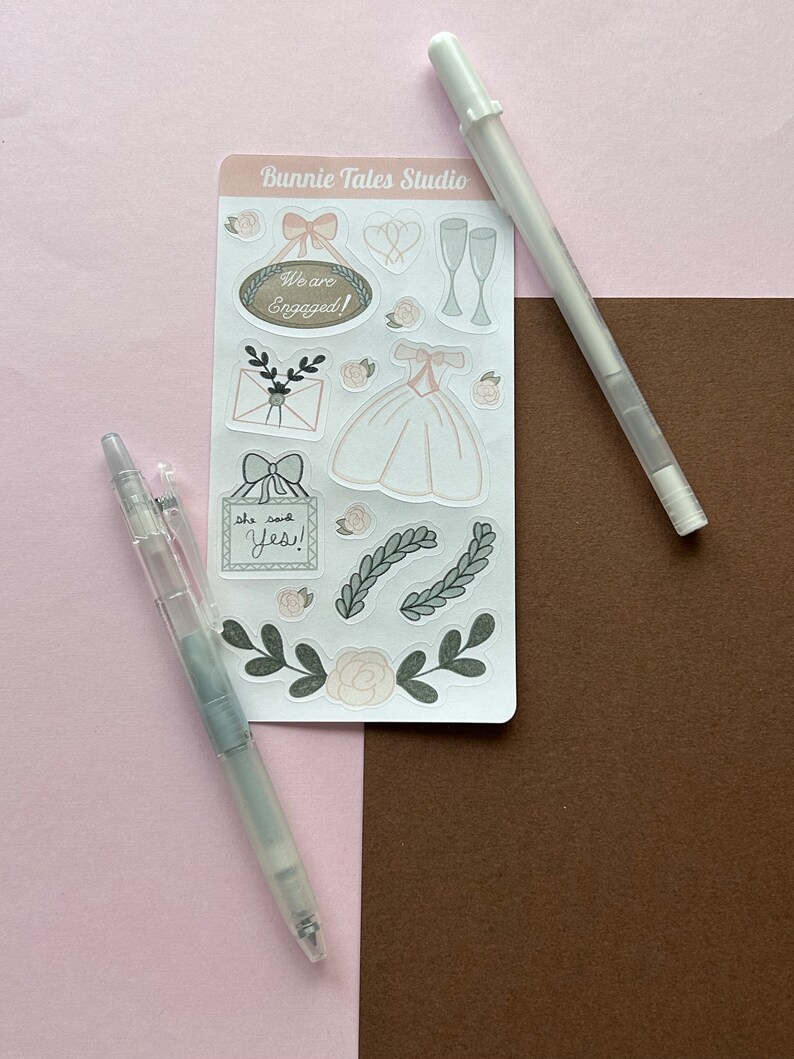 Engagement Sticker Sheet A / Wedding Stickers / Coquette / Soft Pink ...