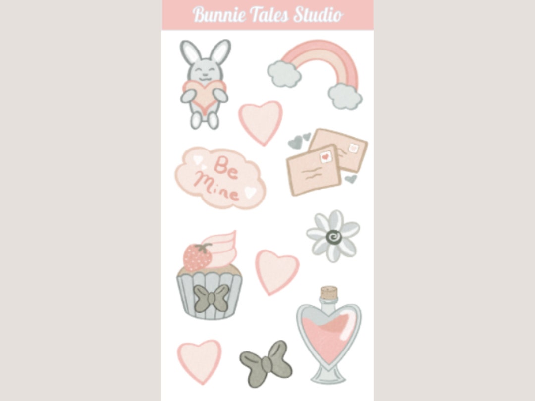 Be Mine Sticker Sheet / Romance Stickers / Coquette / Pastel Rainbow ...