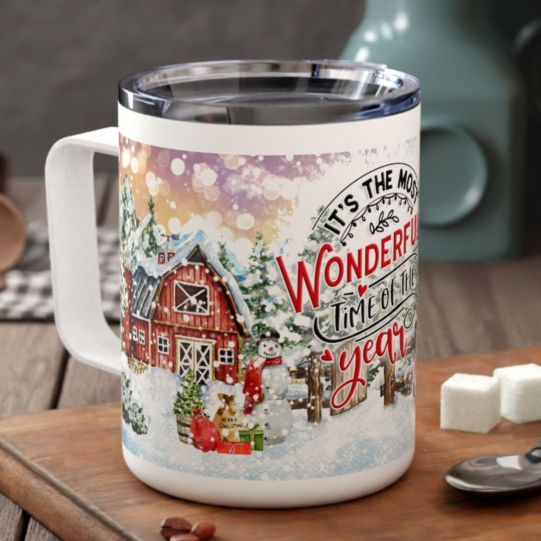 12oz Insulated Christmas Coffee Mug, Wonderful Time of the Year Mug ...