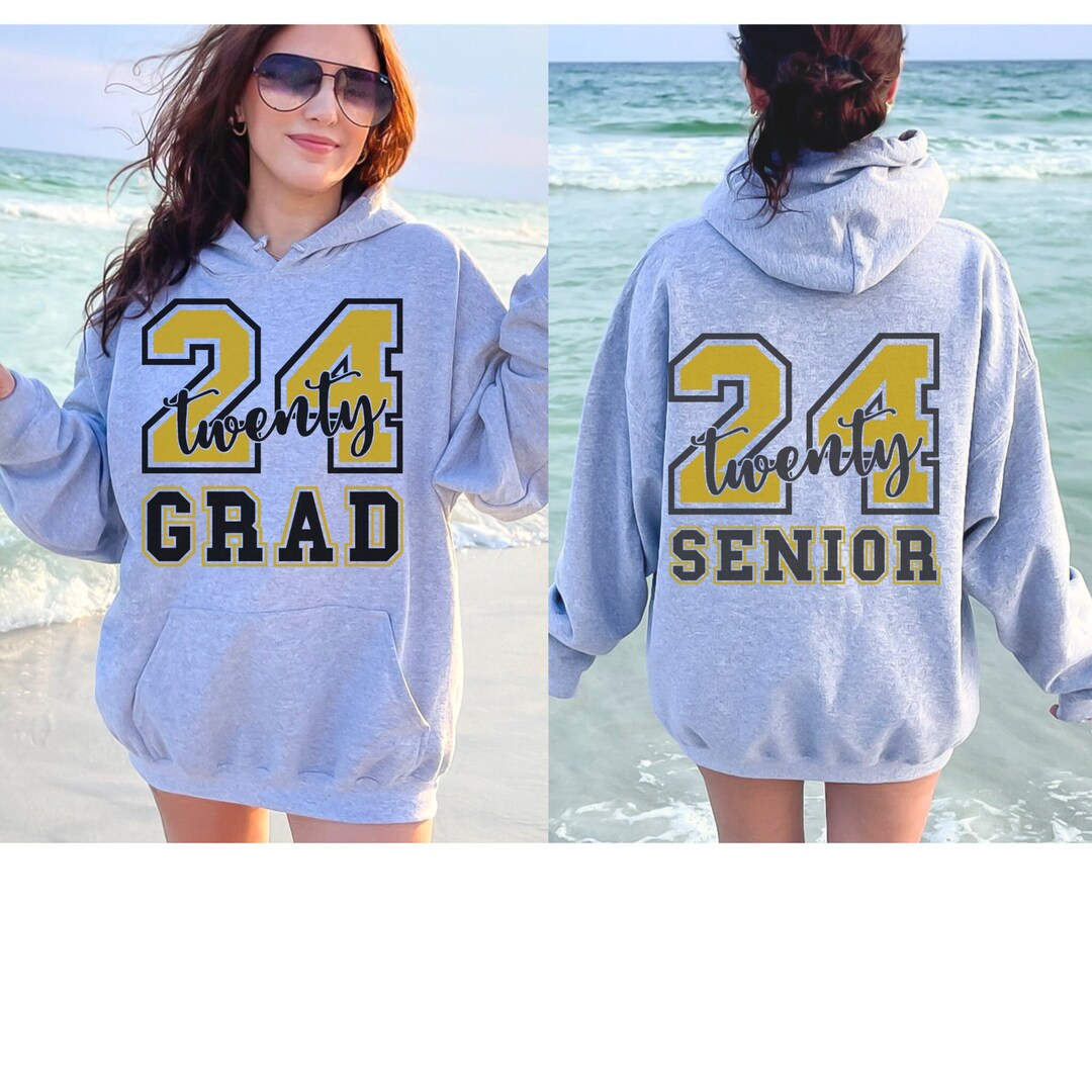 Class of 2024 Gift Senior Graduation Hoodie Front & Back Print Gildan ...