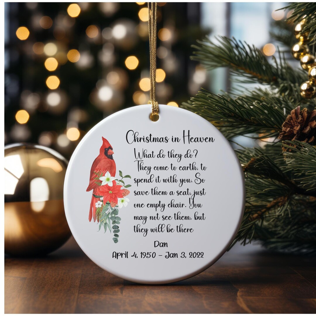 Christmas in Heaven Empty Chair Ornament, Cardinal Memorial Ornament ...