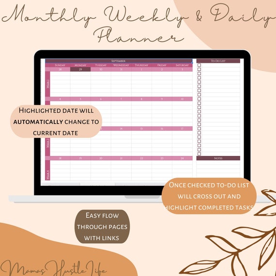 Google Sheets Monthly Calendar Weekly Planner and Daily - Etsy