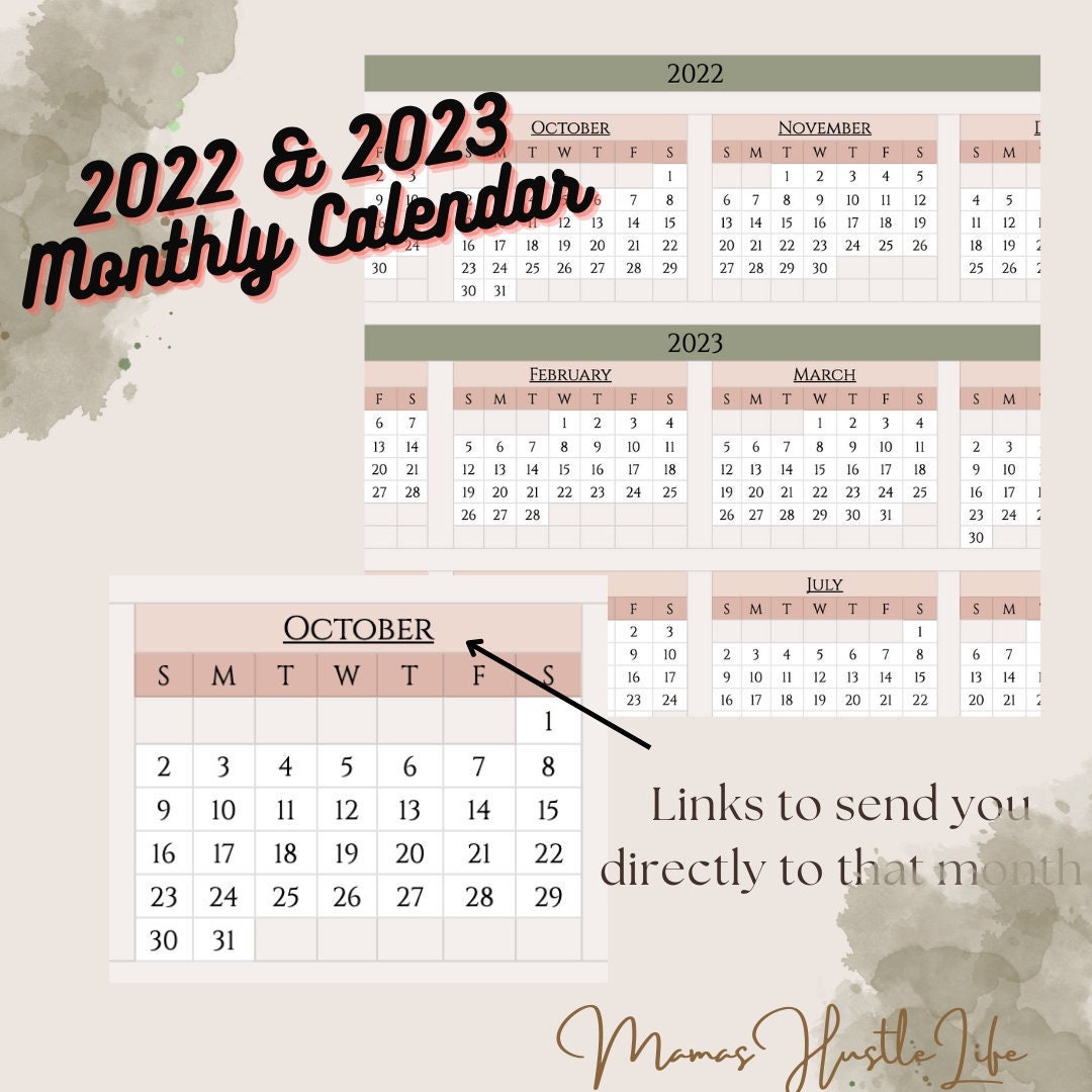 2022 & 2023 Monthly Calendar To-do List Monthly Goals - Etsy