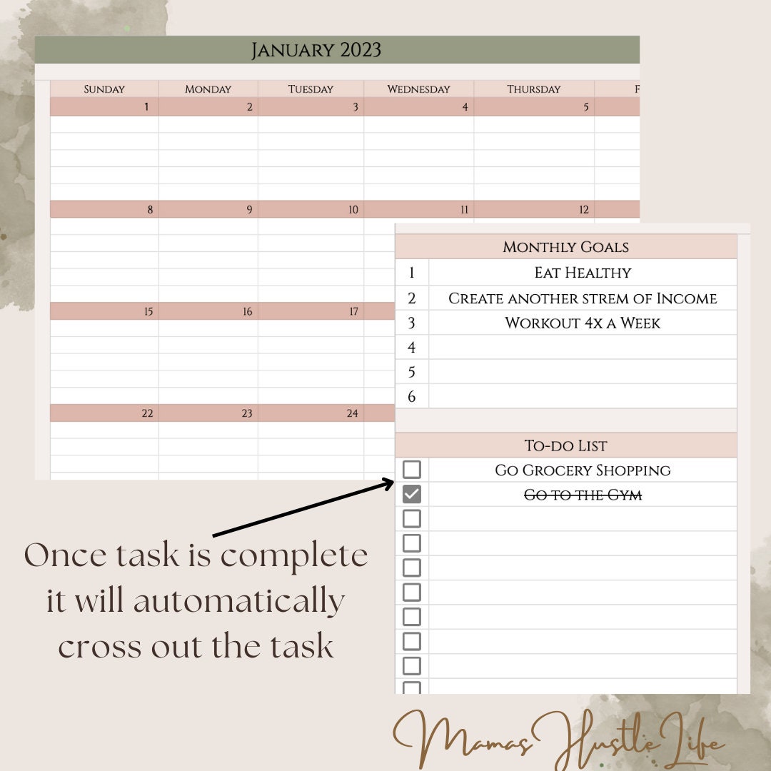 2022 & 2023 Monthly Calendar To-do List Monthly Goals - Etsy