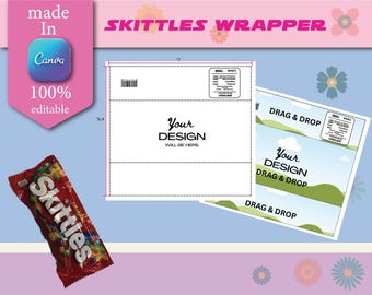Skittles Wrapper Canva Editable Template, Skittles Candy Label Template ...