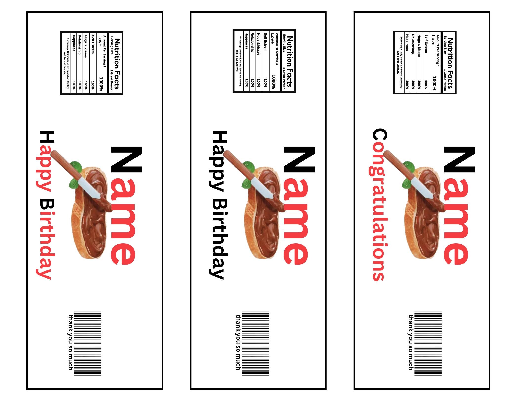 1 Blank Chocolate Wrapper Template Canva Editable & Blank Nutella ...