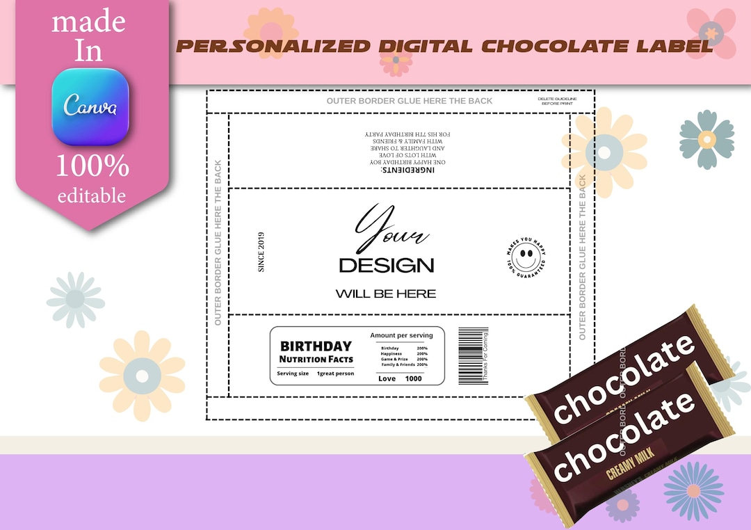 Blank Chocolate Wrapper Template Canva Editable - Etsy