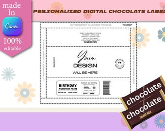 Blank Chocolate Wrapper Template Canva Editable | DIY - Etsy UK