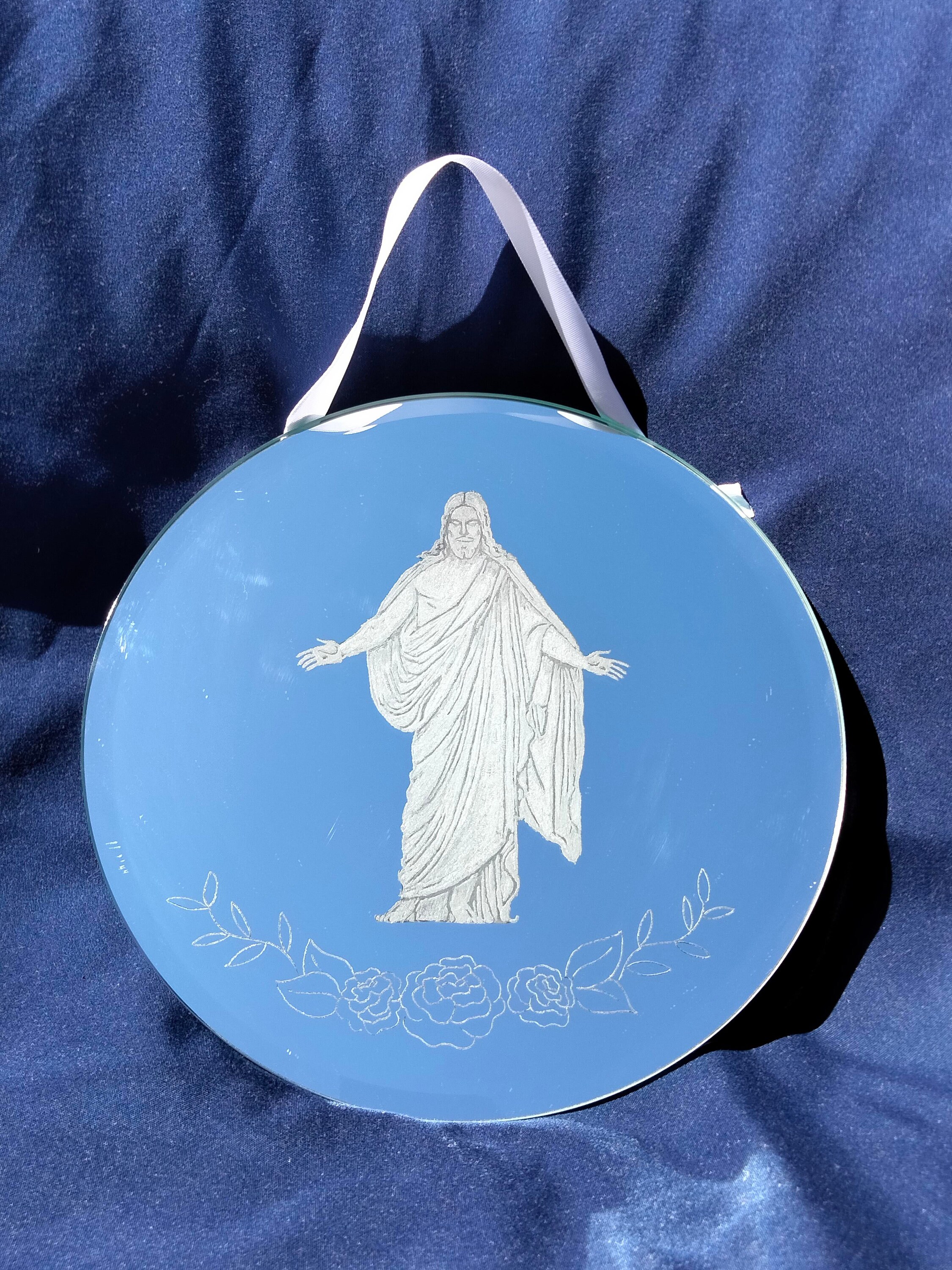 Jesus Christ Mirror | Christian Glass Art | Hand Etched Mirror | Hand ...