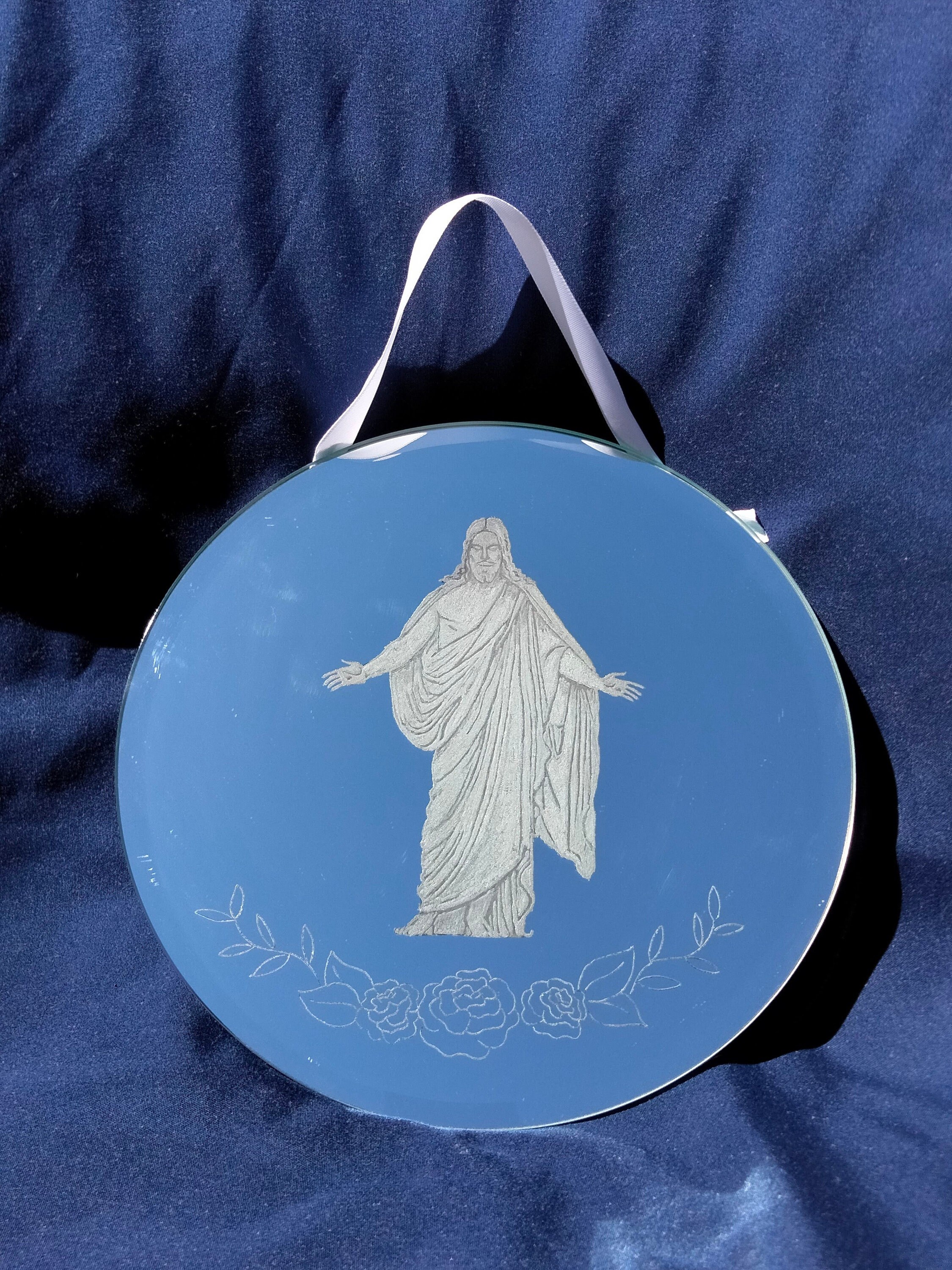 Jesus Christ Mirror Christian Glass Art Hand Etched Mirror Hand Etched ...