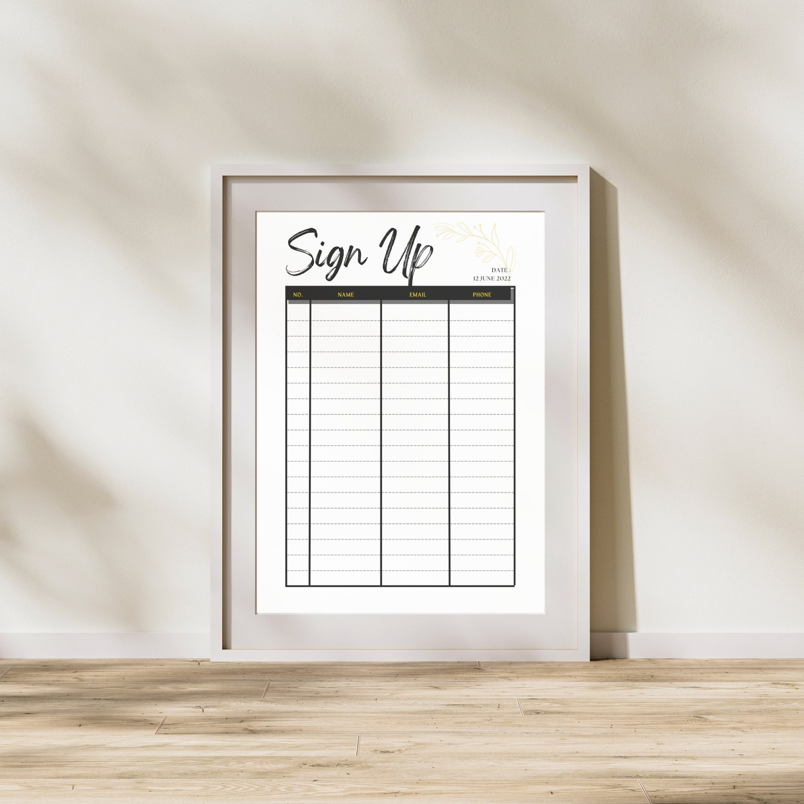 Minimalist Sign up Sheet, Email Sign up Forms, PRINTABLE Sign Up, Event ...
