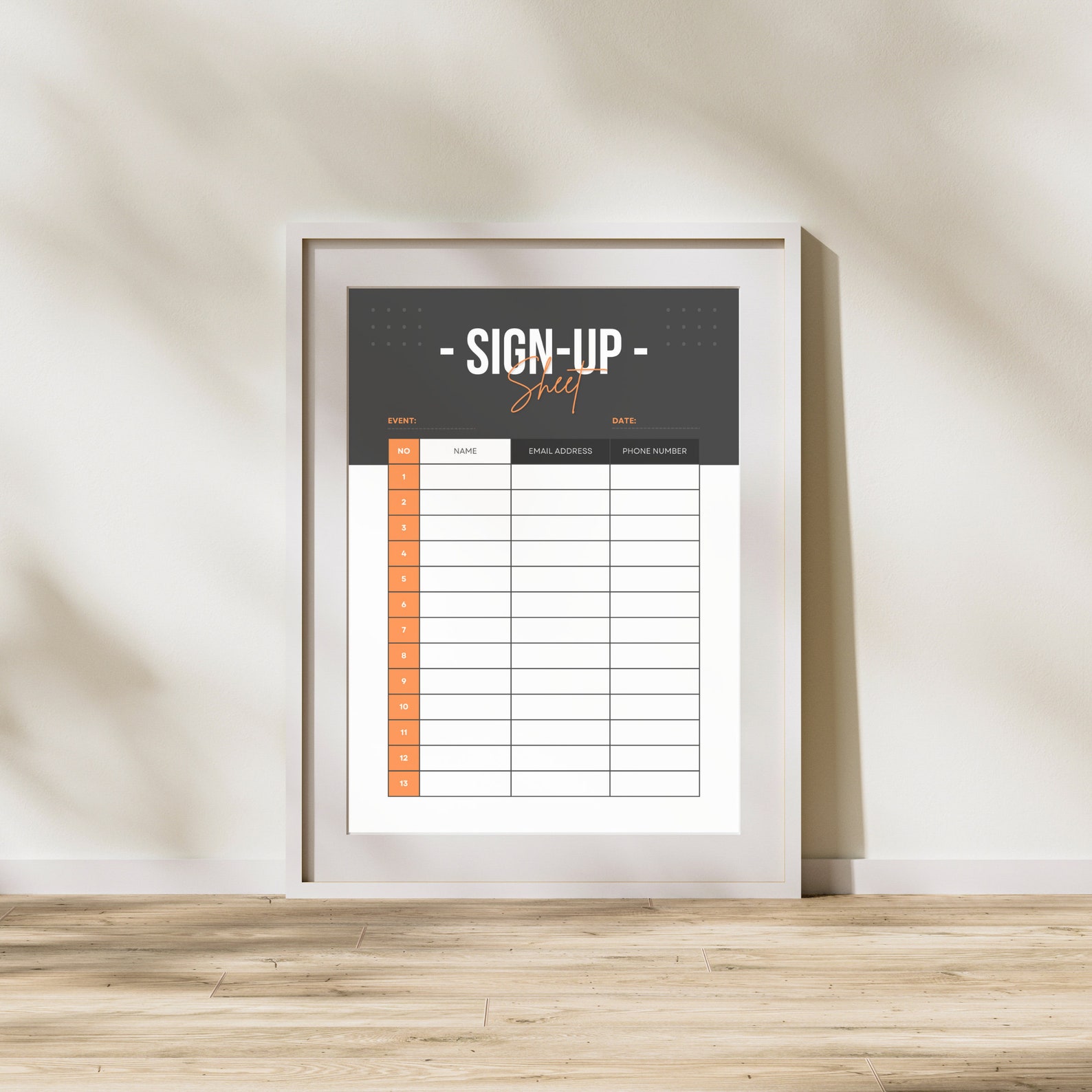 Minimalist Sign up Sheet, Email Sign up Forms, PRINTABLE Sign Up, Event ...