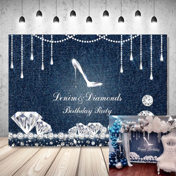 Denim and Diamond Photo Backdrop - Etsy