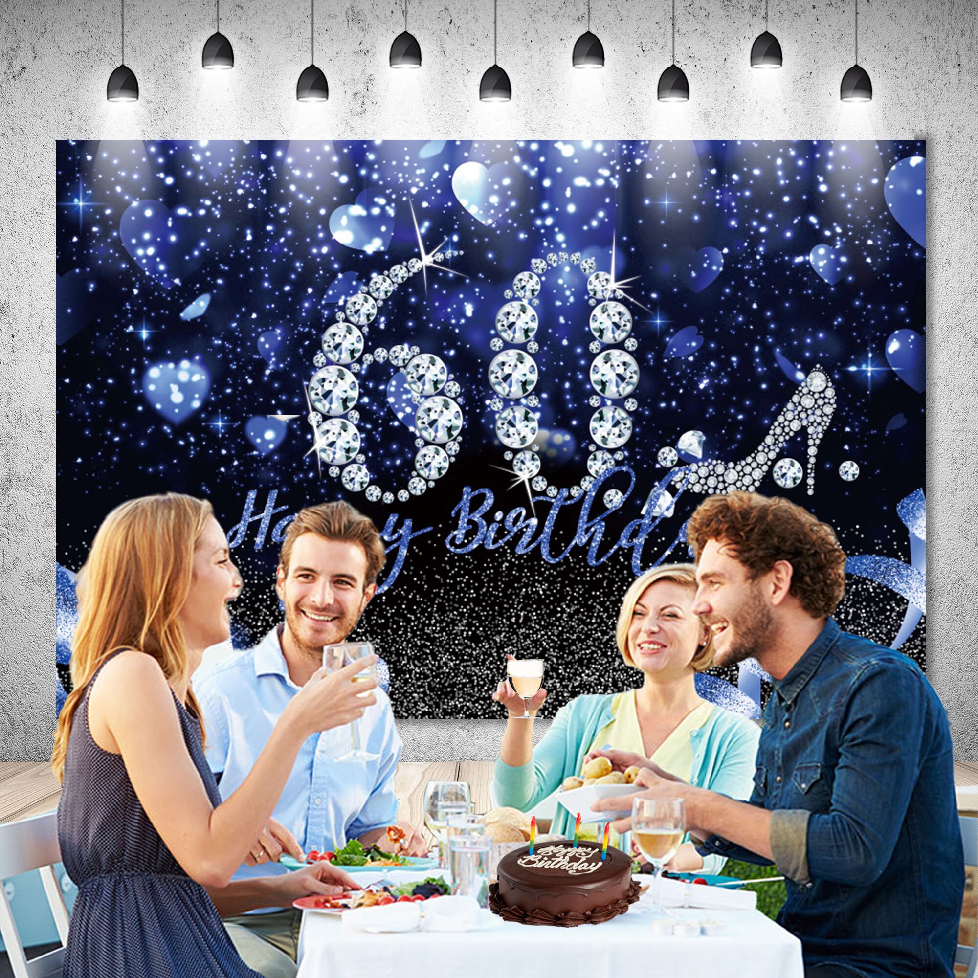 Sweet Sixteen Birthday Backdrop for Photography 30th 60th Birthday Blue ...