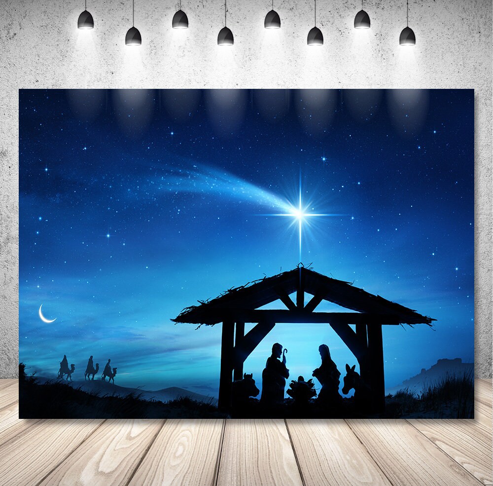 Christmas Nativity Backdrop Photography Birth Date of Jesus Xmas Night ...