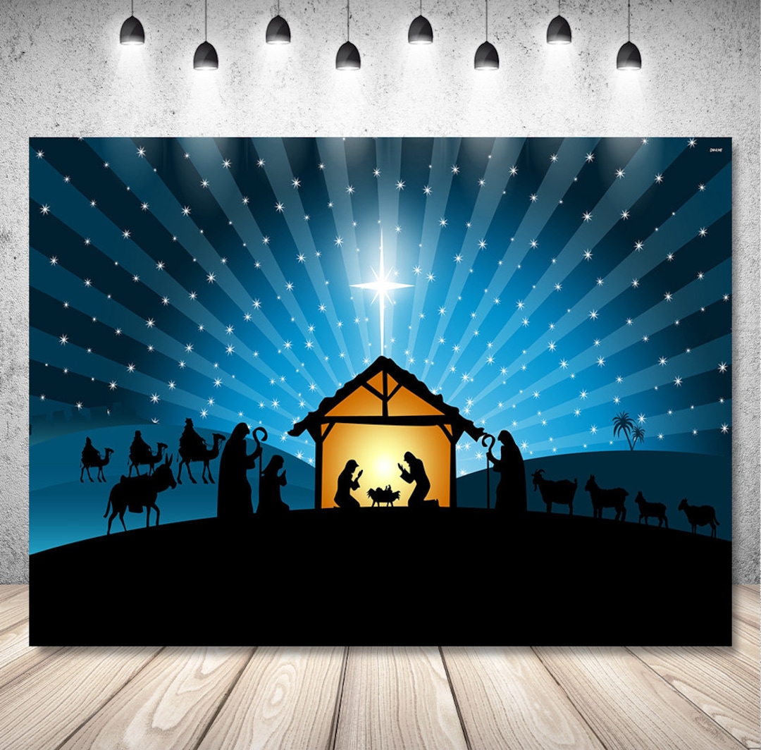 Christmas Nativity Backdrop Photography Birth Date of Jesus Xmas Night ...